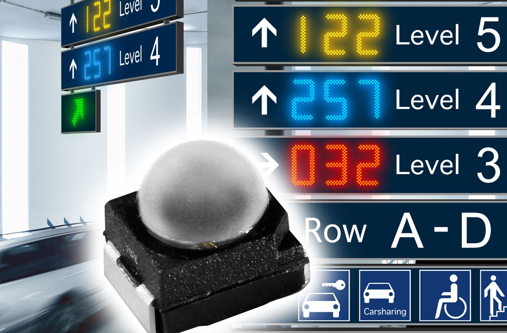 One black LED package, two beam angles, five colors.